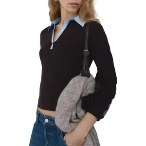 Mango Mixed Media Collar Sweater