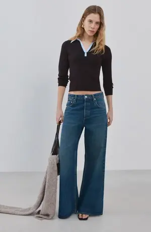 Mango Mixed Media Collar Sweater