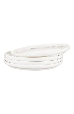 STONE + LAIN Zora Porcelain 4-piece Salad Plate Set - White