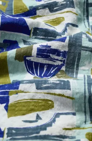 SEASALT CORNWALL Abstract Print Cotton Blend Button-up Shirt - Windowscape Sketch Chalk
