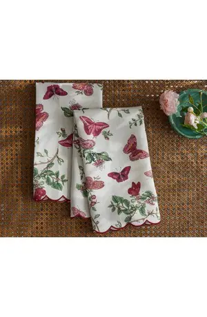 MATOUK Baudin Butterfly Set Of 2 Linen Guest Towels