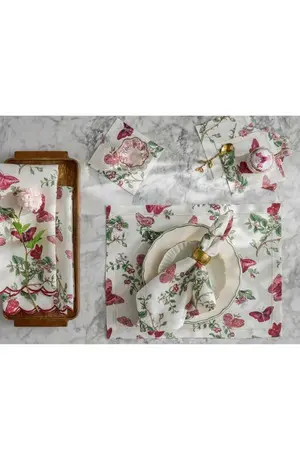 MATOUK Baudin Butterfly Set Of 2 Linen Guest Towels