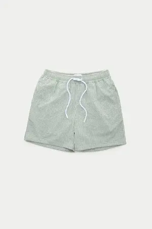 WOLF VS. GOAT (WVG) Swim Shorts With Seersucker - Dk Green