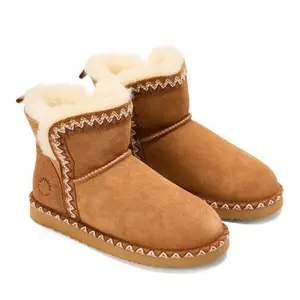 DEARFOAMS Fireside Perth Genuine Shearling Fold-down Bootie - Chestnut