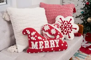 CAROL & FRANK Scarlett Snowflake Shaped Throw Pillow - Red