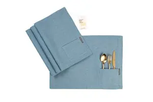 MEEMA Cotton Cloth Placematsset Of 4 - Twill Blue