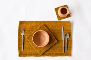 LOOM IMPORTS Handwoven Wool Placemat Set Gold