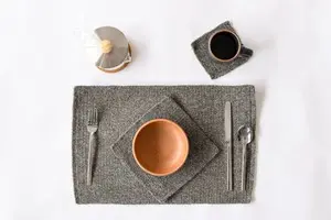LOOM IMPORTS Handwoven Wool Placemat Set - Gray