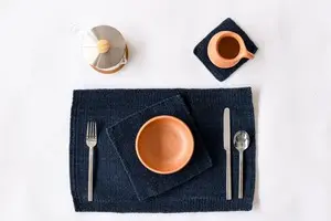 LOOM IMPORTS Handwoven Wool Placemat Set Navy