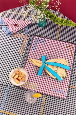 CASA EDEL Moñitas Napkin Ringset Of 4 - Cyan