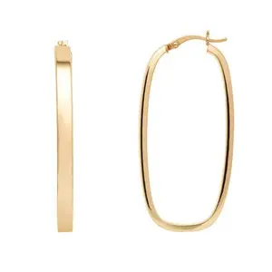 HOT SILVER Rectangular Sterling Silver Hoop Earrings - Gold