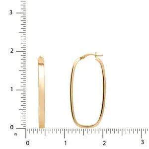 HOT SILVER Rectangular Sterling Silver Hoop Earrings