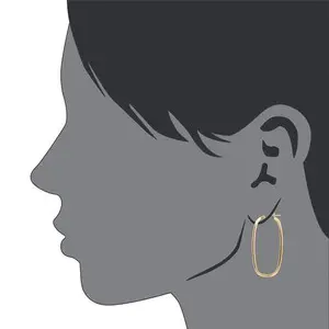 HOT SILVER Rectangular Sterling Silver Hoop Earrings