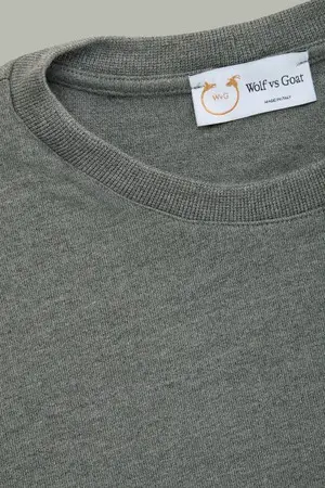 WOLF VS. GOAT (WVG) Heavyweight Short Sleeve Viscose Jersey Crewneck - Grey
