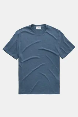 WOLF VS. GOAT (WVG) Heavyweight Short Sleeve Viscose Jersey Crewneck - Navy