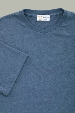 WOLF VS. GOAT (WVG) Heavyweight Short Sleeve Viscose Jersey Crewneck - Navy