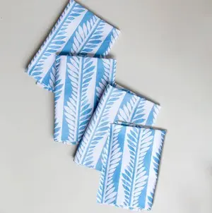 SUPRA ENDURA Blue Modern Vines Organic Napkinsset Of 4 - Multi