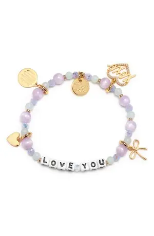 LITTLE WORDS PROJECT Love You Beaded Stretch Bracelet - Purple
