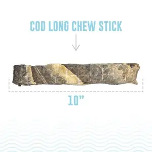 ICELANDIC+ Cod Skin 10" Long Hand Wrapped Dog Chew Stick, 2pack