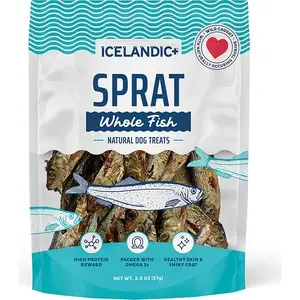 ICELANDIC+ Whole Fish Sprat 2oz Bag Crunchy Dog Treats - Brown