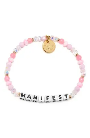LITTLE WORDS PROJECT Manifest Beaded Stretch Bracelet - Pink