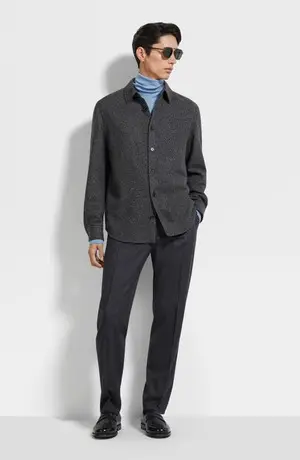Zegna Cashmere & Silk Overshirt - Dark Grey