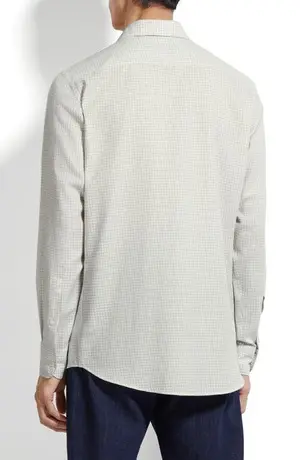 Zegna Cashco Gingham Check Cotton & Cashmere Button-up Shirt