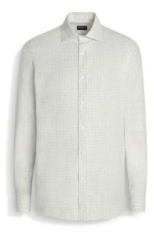Zegna Cashco Gingham Check Cotton & Cashmere Button-up Shirt
