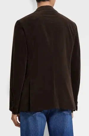 Zegna Cashco Stretch Cotton & Cashmere Corduroy Blazer - Dark Brown