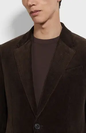 Zegna Cashco Stretch Cotton & Cashmere Corduroy Blazer - Dark Brown