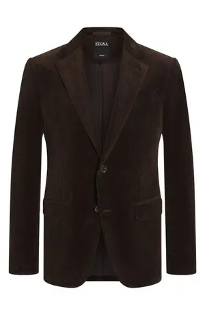 Zegna Cashco Stretch Cotton & Cashmere Corduroy Blazer - Dark Brown