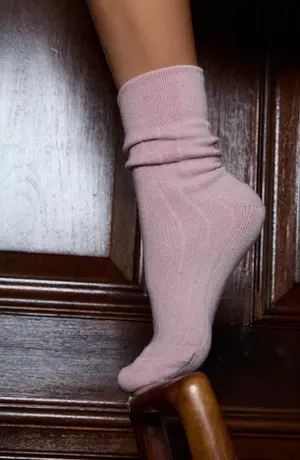 STEMS Stretch Cashmere Crew Socks - Rose