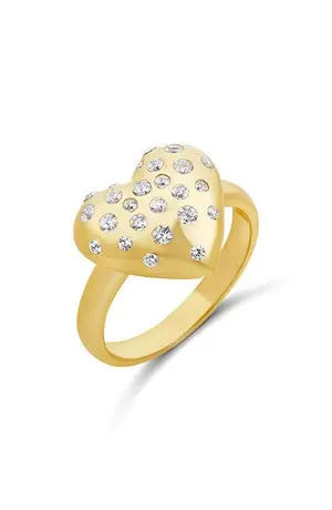 SHYMI Scattered Stone Puffy Heart Ring - Gold