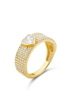SHYMI Pavé Band Ring With Heart Gold