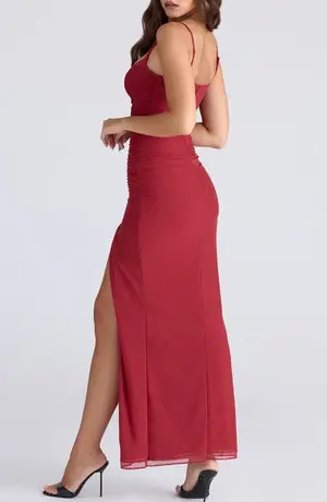 House Of Cb Lini Sleeveless Mesh Gown - Red