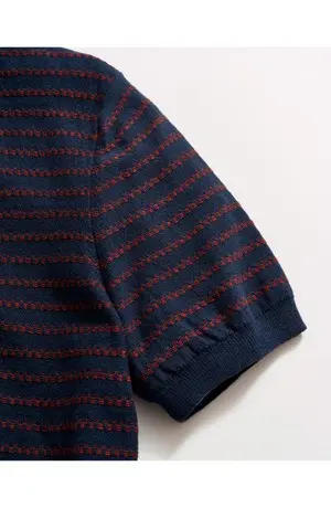 Billy Reid Texture Stripe Polo Sweater - Carbon Blue
