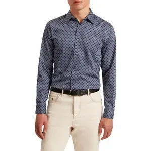 Ted Baker London Sef Slim Fit Print Cotton Button-up Shirt - Navy