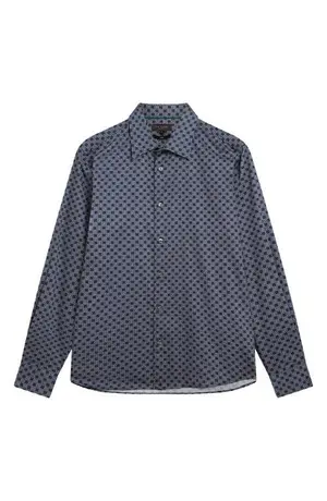 Ted Baker London Sef Slim Fit Print Cotton Button-up Shirt - Navy