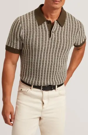Ted Baker London Kolomer Textured Herringbone Polo