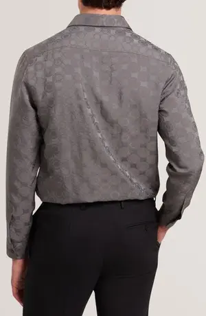 Ted Baker London Farax Print Cotton Button-up Shirt - Navy-grey