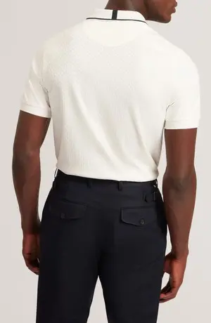 Ted Baker London Cophen Stretch Cotton Zip Polo - White