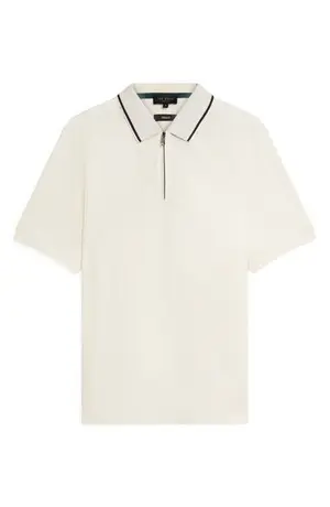 Ted Baker London Cophen Stretch Cotton Zip Polo - White