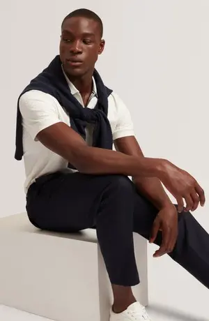 Ted Baker London Cophen Stretch Cotton Zip Polo - White
