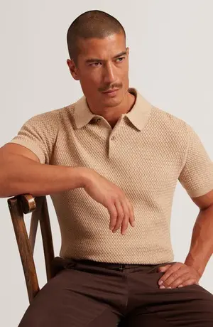 Ted Baker London Janko Textured Polo - Camel