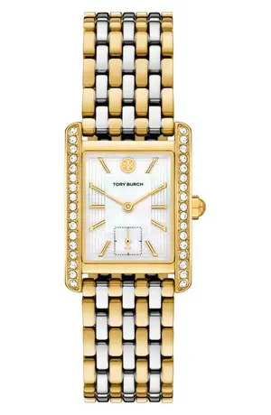 Tory Burch The Eleanor Crystal Bracelet Watch - Two Tone