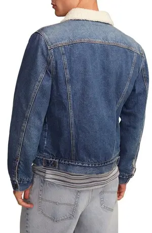 Lucky Brand Denim Trucker Jacket With Faux Shearling Lining