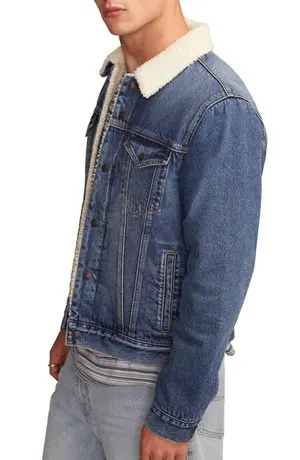 Lucky Brand Denim Trucker Jacket With Faux Shearling Lining
