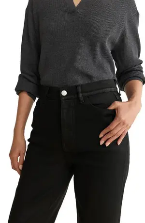 Warp + Weft Coated High-rise Straight-leg Jeans