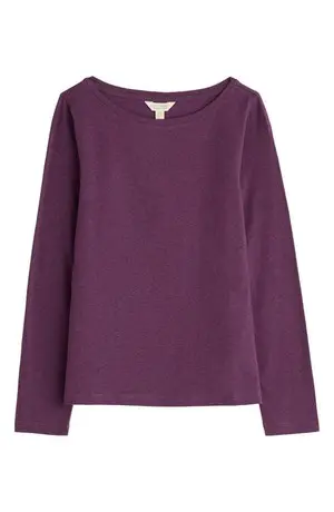 SEASALT CORNWALL Easel Long Sleeve Stretch Organic Cotton Top - Melange Grape