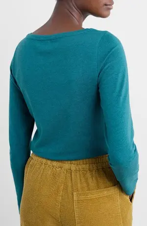 SEASALT CORNWALL Easel Long Sleeve Stretch Organic Cotton Top - Melange Mast